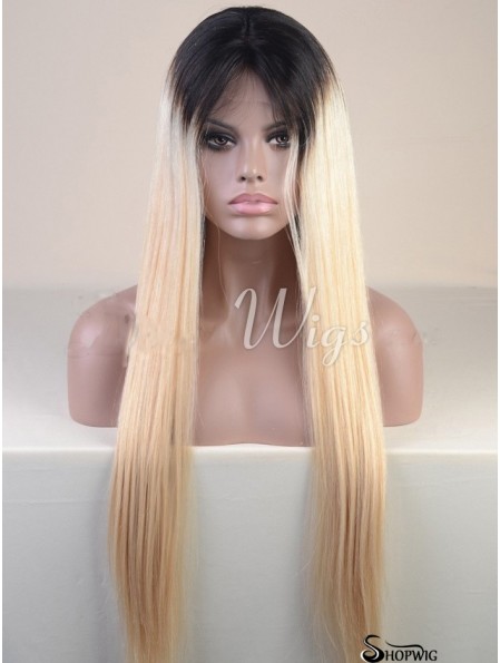 Long Ombre 2 Tone Straight Without Bangs Cheapest African American Wigs